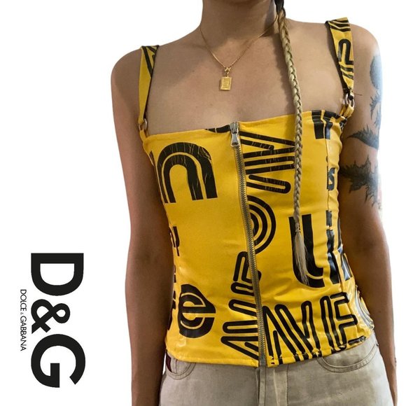 Dolce & Gabbana | Tops | Dolce Gabbana Corset Neon Vinyl Latex Top ...
